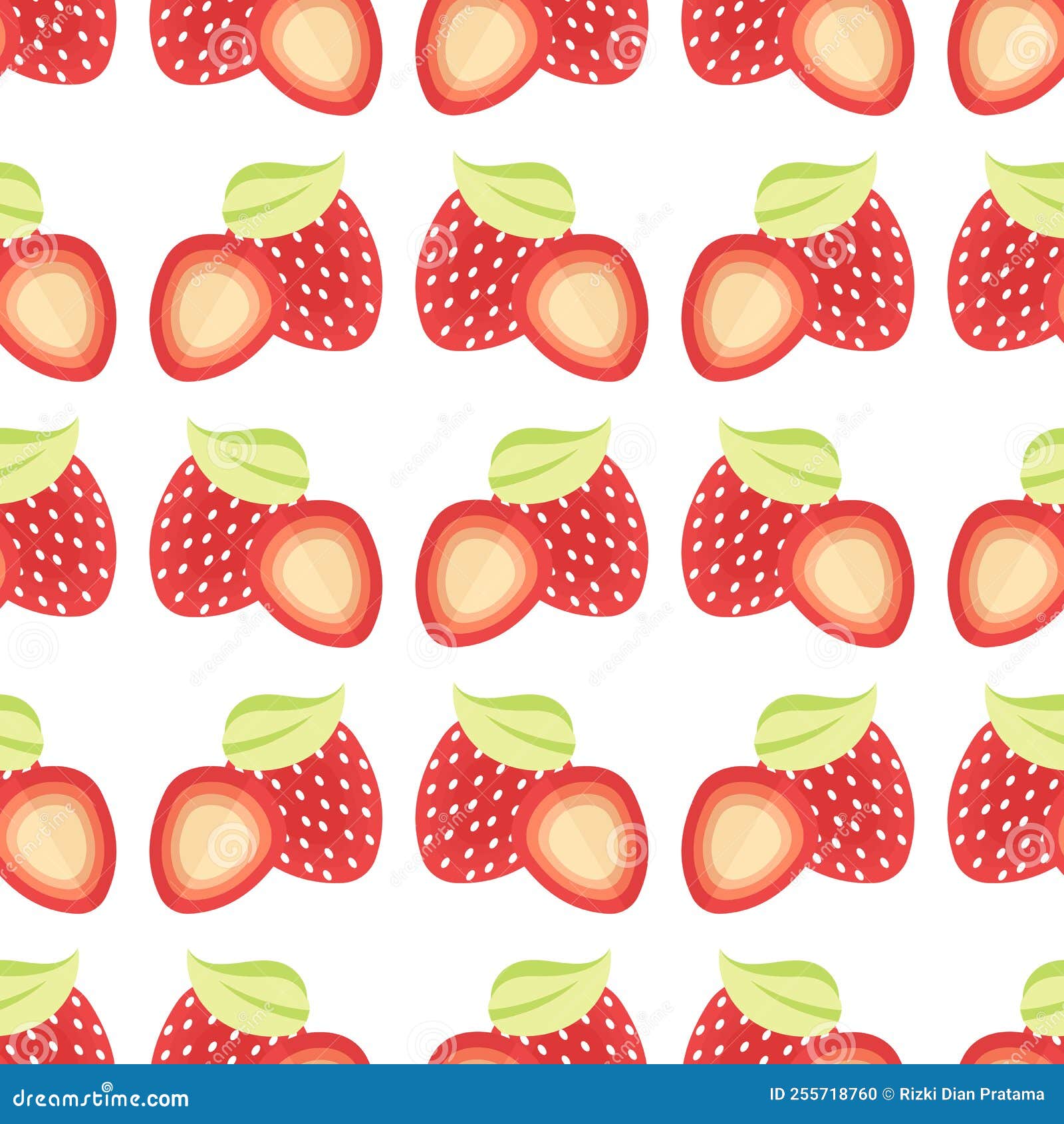 Strawberry Fruit Seamless Pattern on White Background Stock Vector - Illustration of print ...