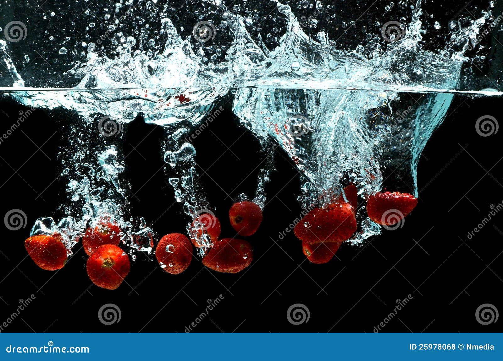 Strawberry Fruit Splash on Water Stock Photo - Image of wash, cool ...