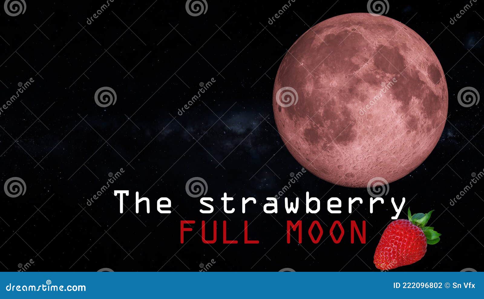 The Strawberry Full Moon 3d Illustration Stock Illustration ...