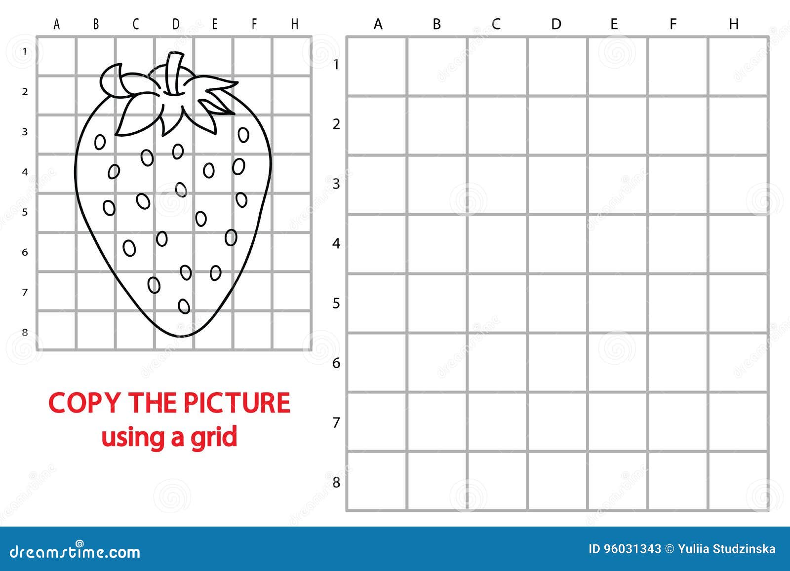 Strawberry grid stock vector. Illustration of educational - 96031343