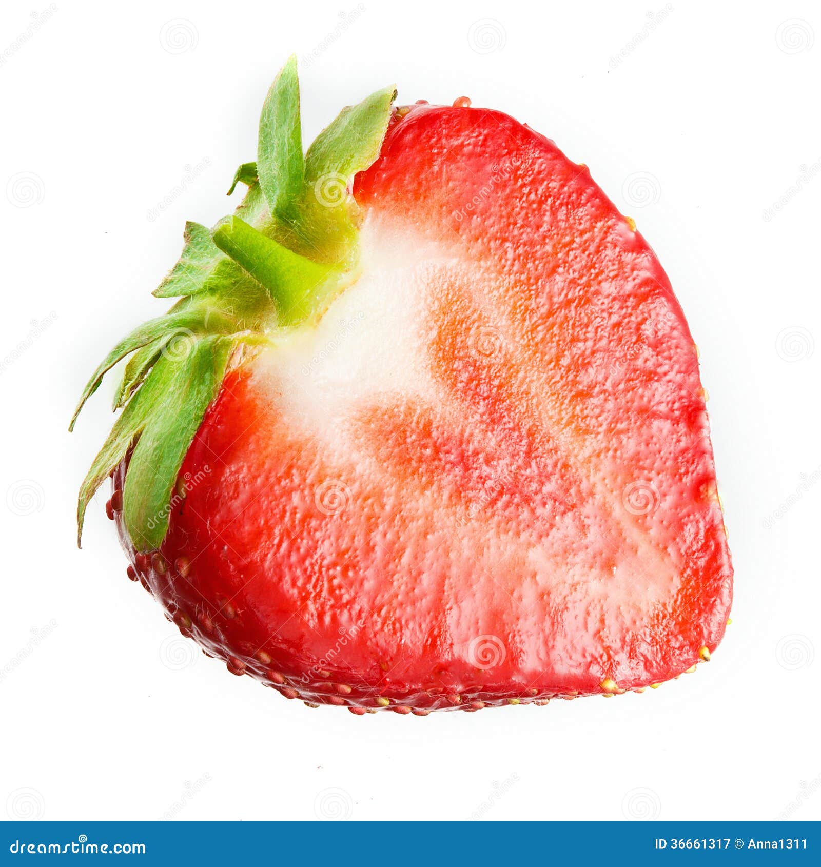 Strawberry. Half Isolated on White. Stock Image - Image of green, ripe ...