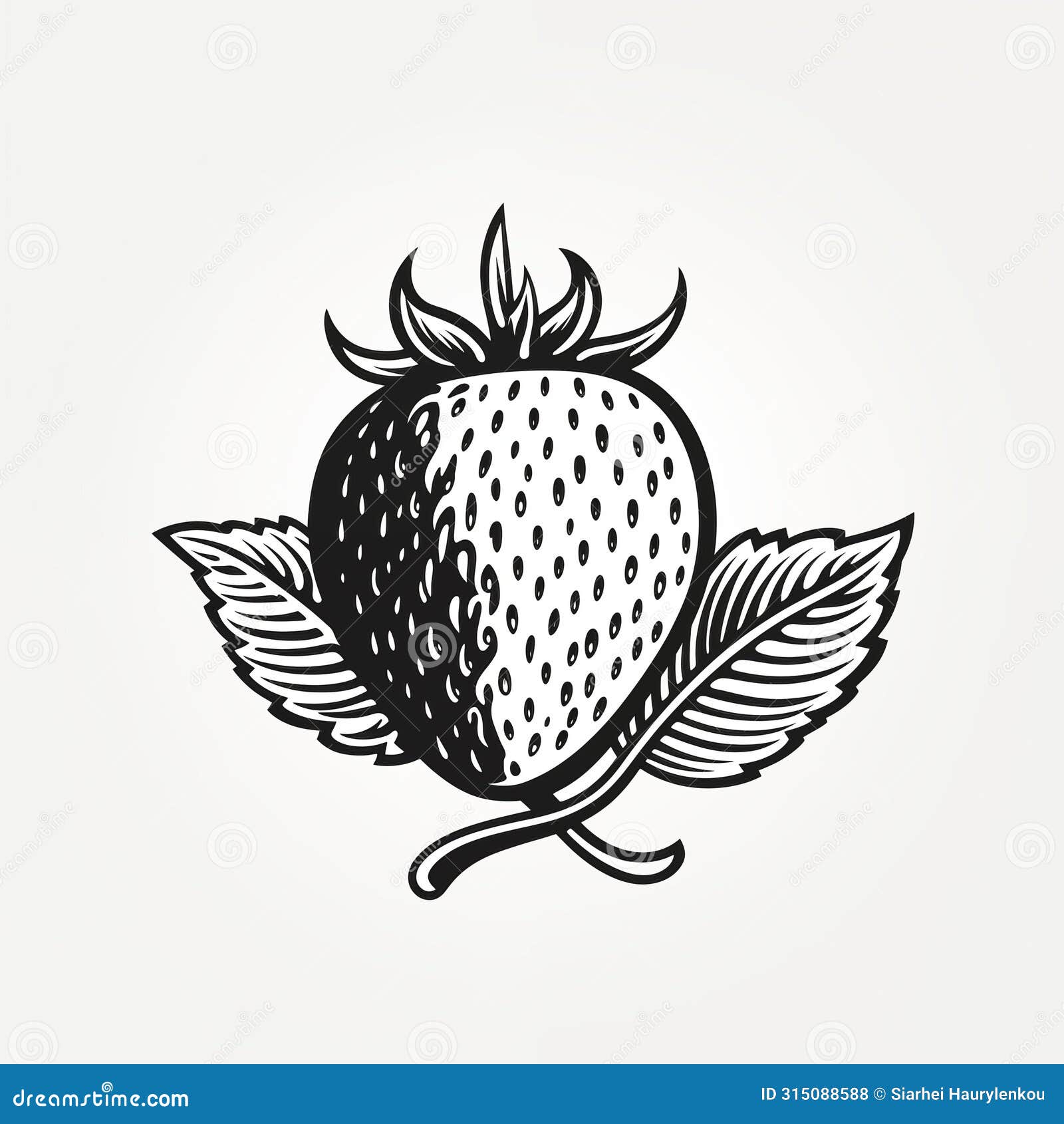 Strawberry. Hand-drawn Black Flat Illustration Isolated on White. AI ...