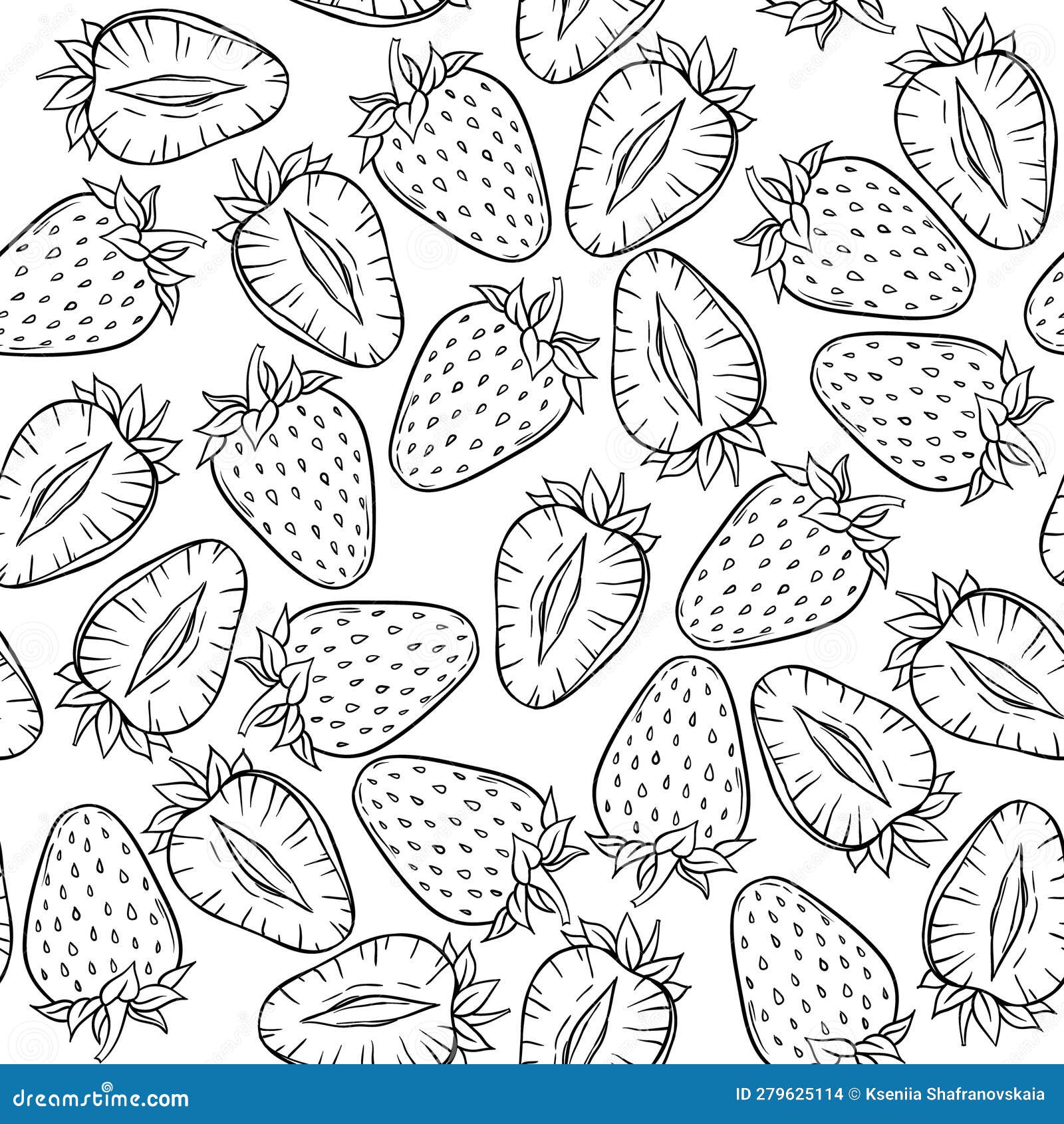 Strawberry, Hand Drawn Sketch Linen Vector Seamless Pattern Stock ...