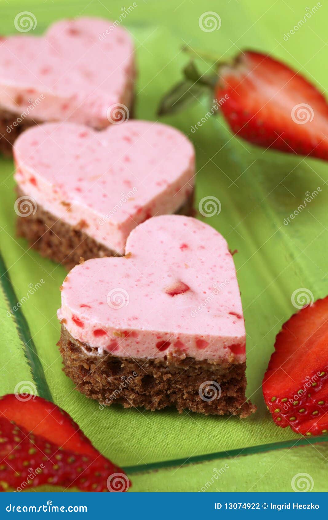 Strawberry heart cakes stock photo. Image of cake, romantic - 13074922