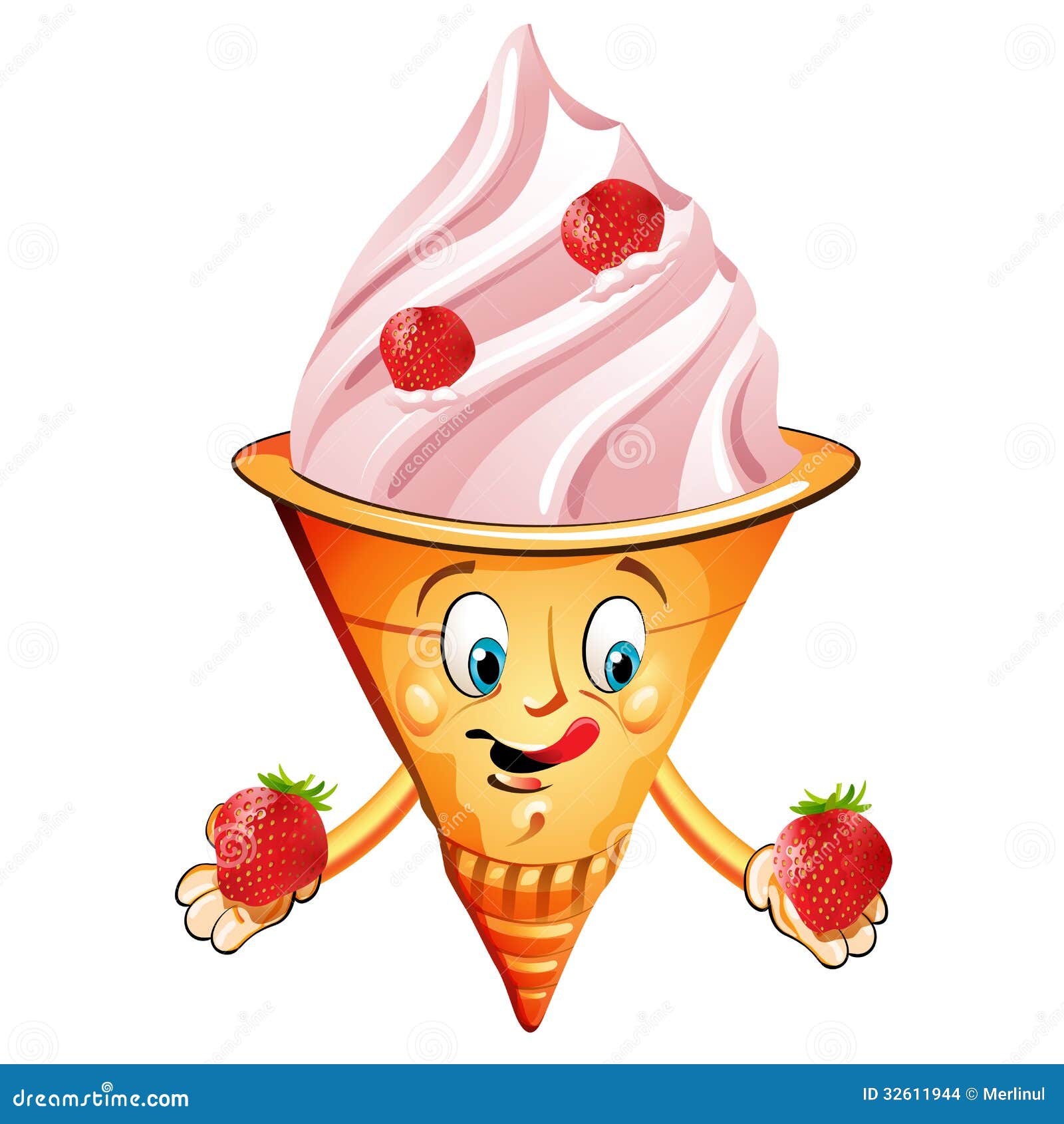 Strawberry ice cream stock vector. Illustration of strawberry - 32611944