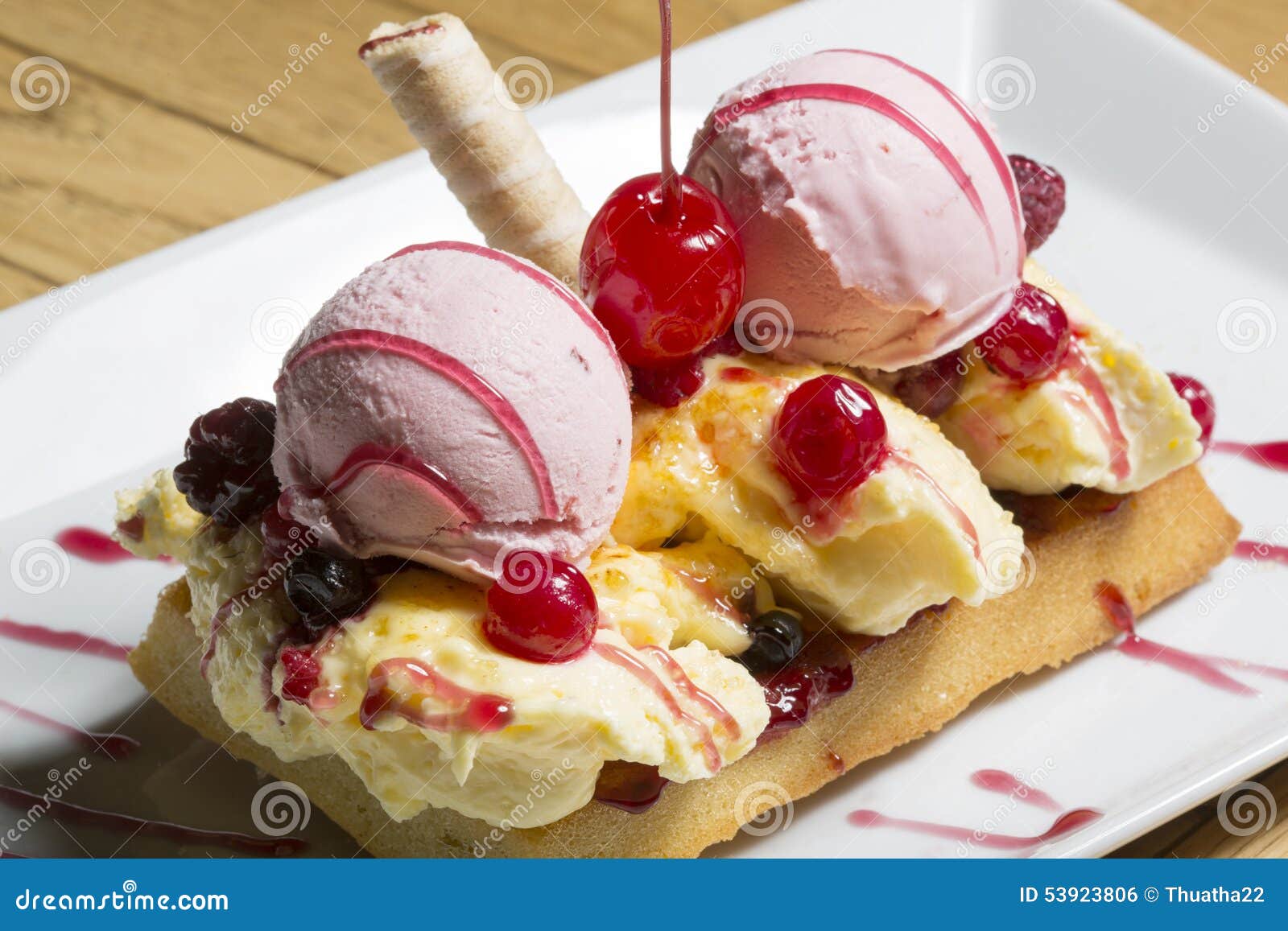 Strawberry Ice Cream and Pudding Dessert Stock Photo - Image of cream ...