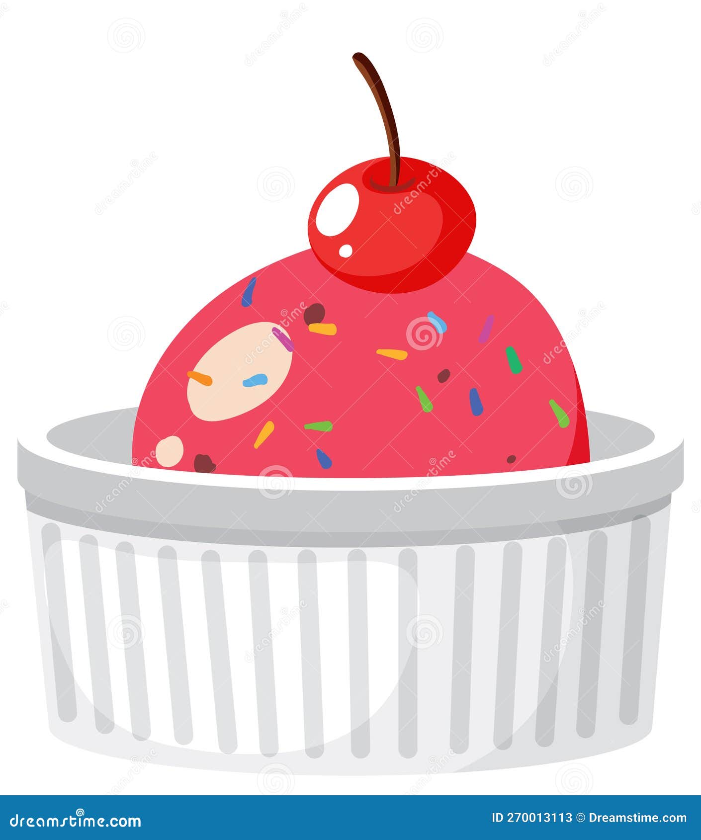 Strawberry Ice Cream Simple Cartoon Stock Vector - Illustration of ...