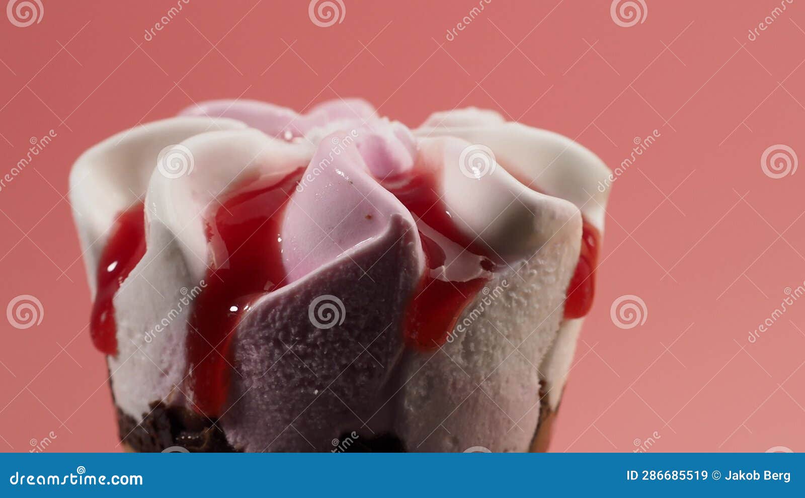 Strawberry Ice Cream In Waffle Cups Stock Video Video Of Closeup