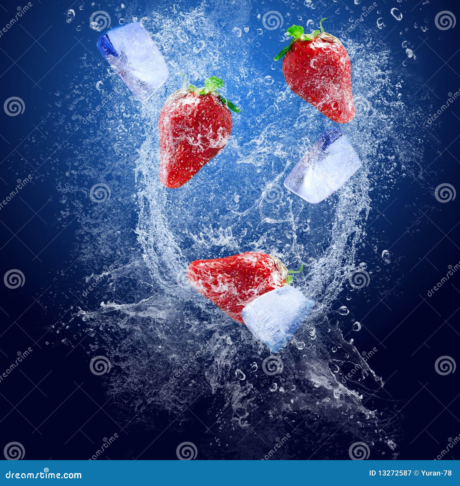 Strawberry and Ice Under Water Stock Image - Image of abstract ...