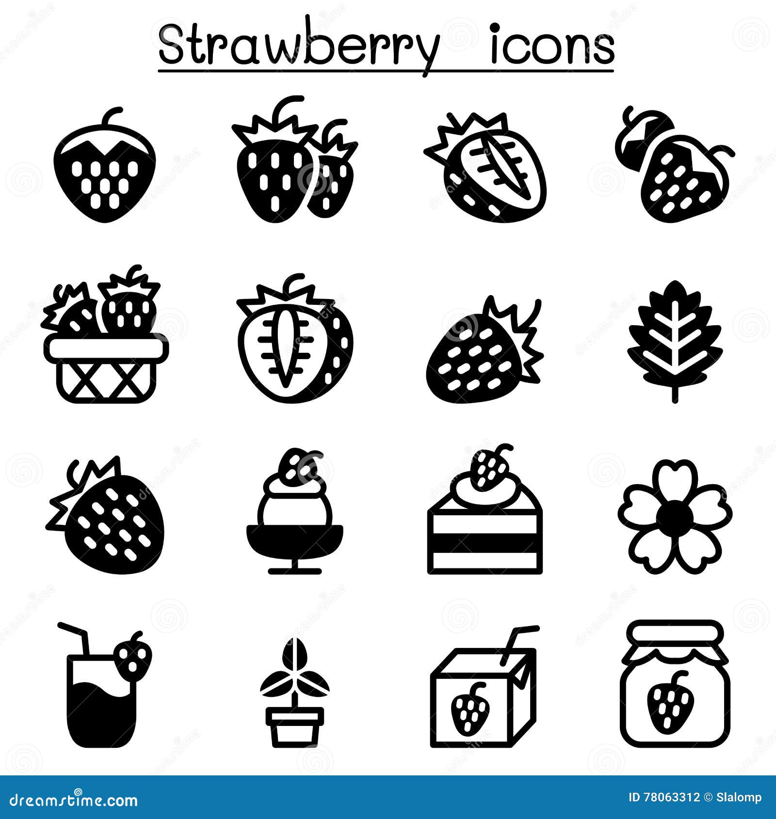 Strawberry icon set stock vector. Illustration of isolated - 78063312