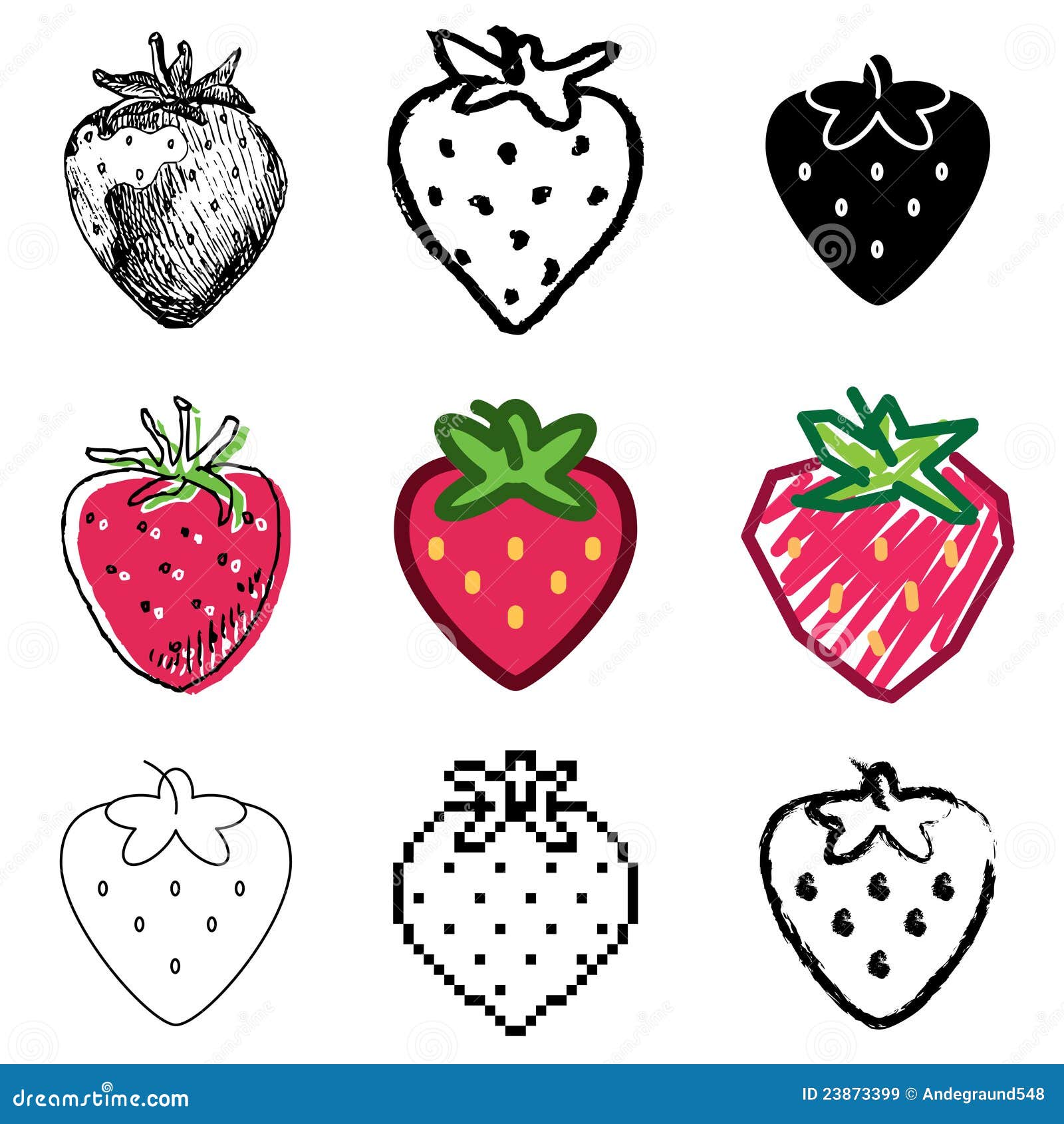 Strawberry icons set stock vector. Illustration of nature - 23873399