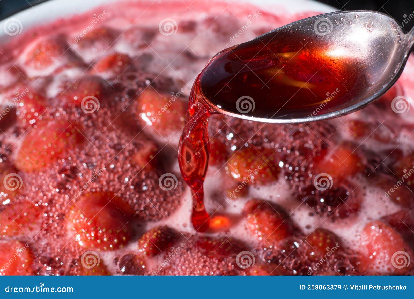 Strawberry jam boiling stock image. Image of fruit, product - 258063379