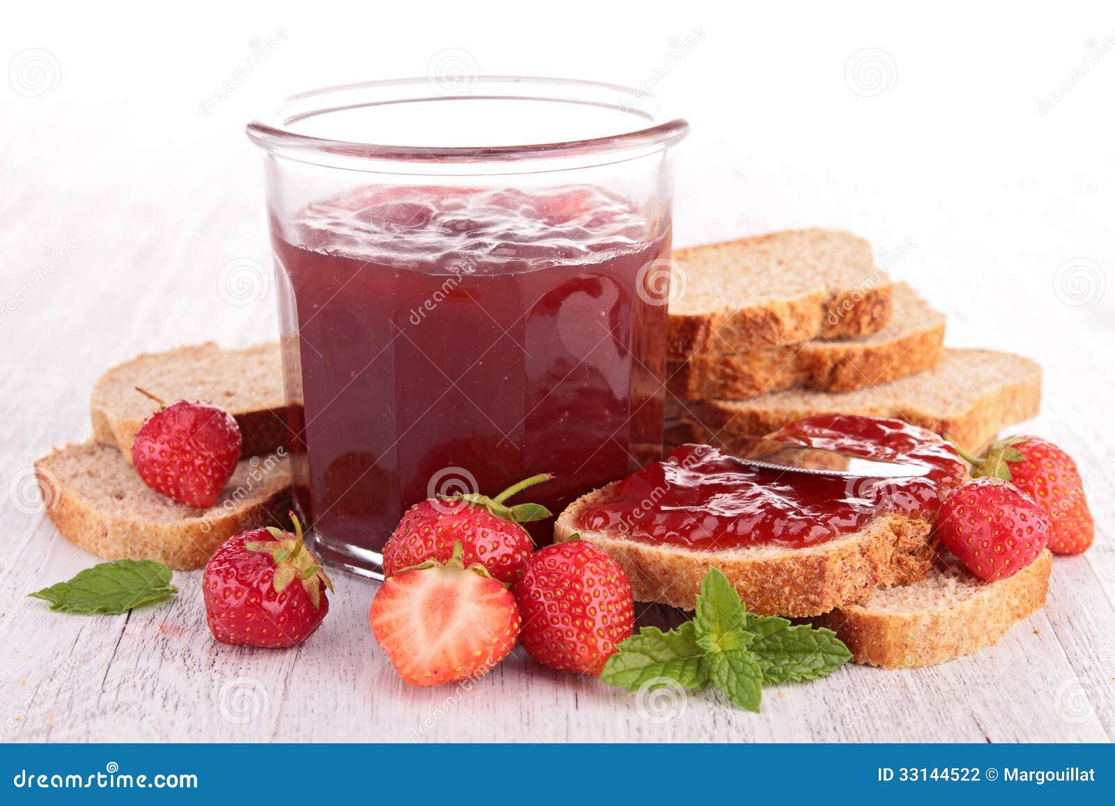 Strawberry jam and bread stock photo. Image of wellbeing - 33144522