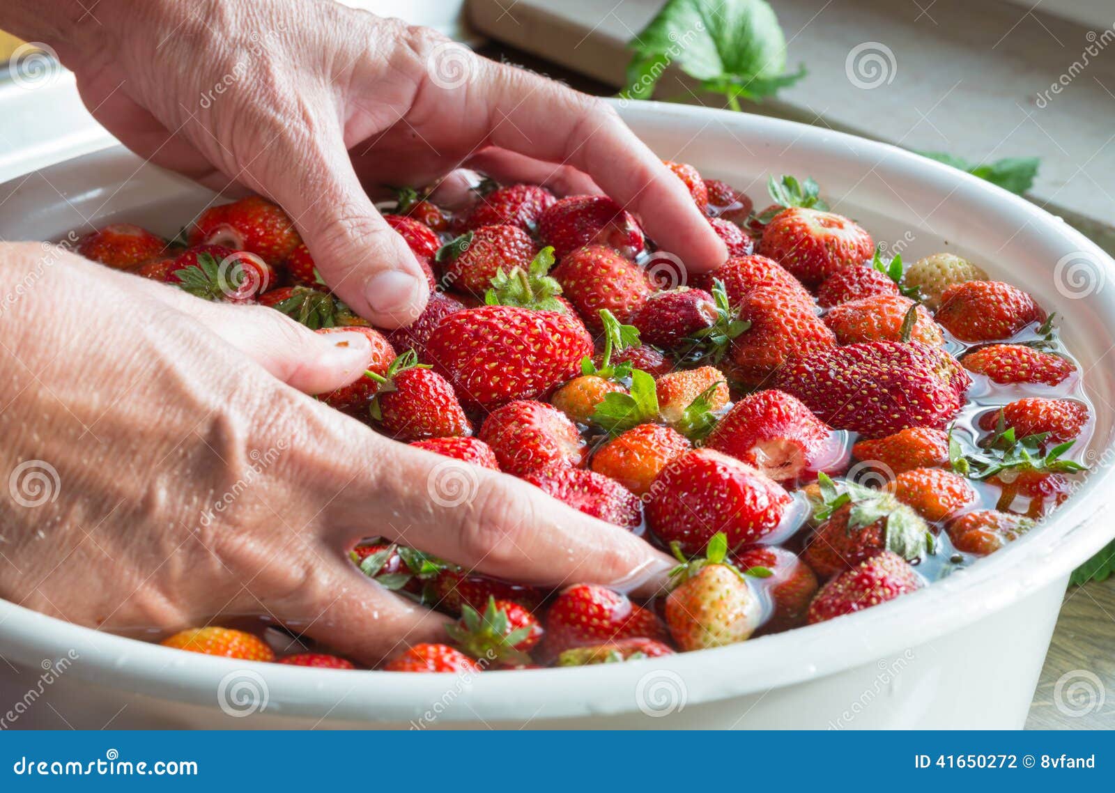 Strawberry Jam Cooking Preparation Strawberries Washing Stock Photo ...