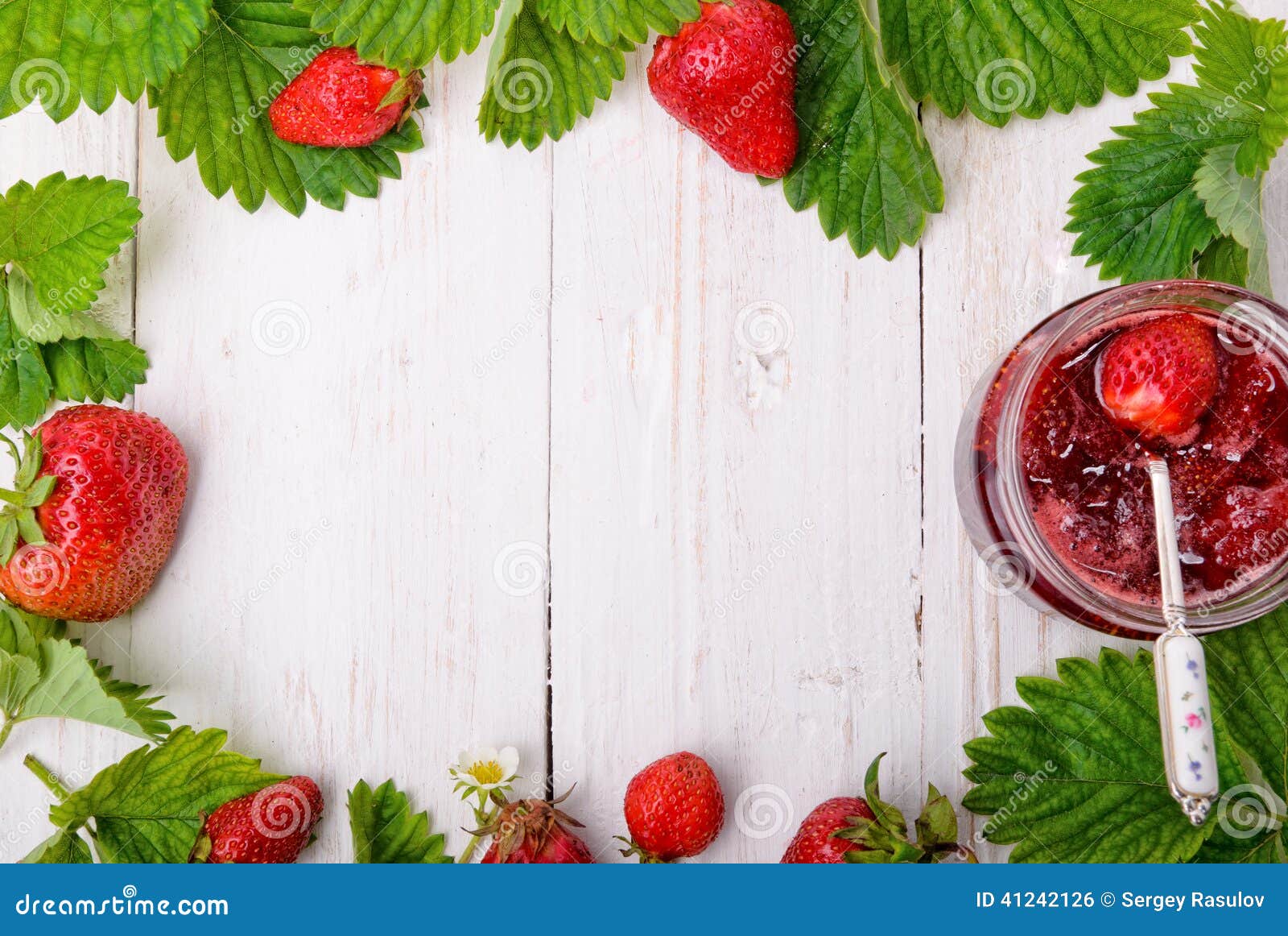 Strawberry jam. Frame. stock photo. Image of homemade - 41242126