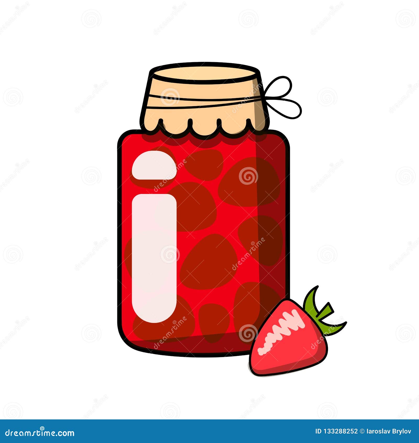 Strawberry Jam Jar is Flat Style with Logo Lines for Labels Stock ...