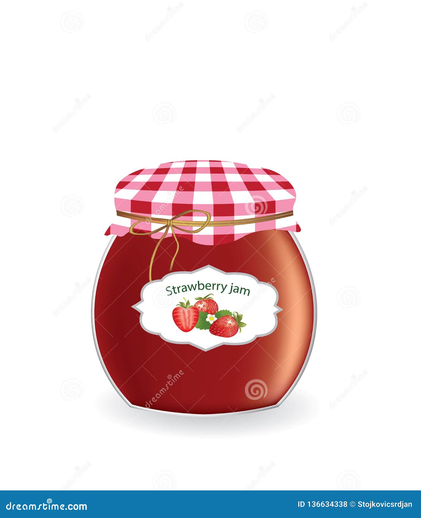 Strawberry jam jar stock vector. Illustration of vector - 136634338