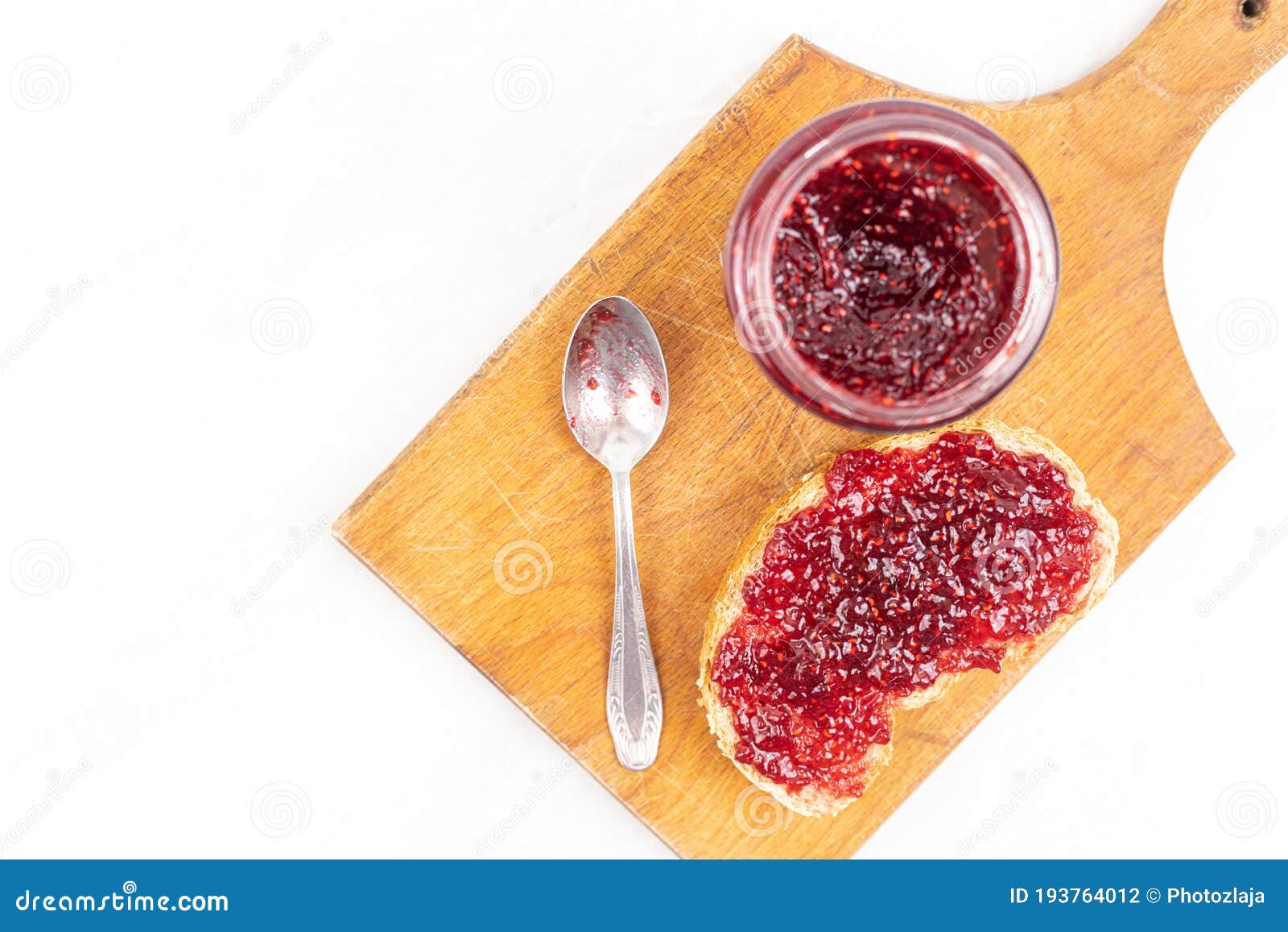 Strawberry Jam Spread on the Bread Served Stock Photo - Image of juicy ...