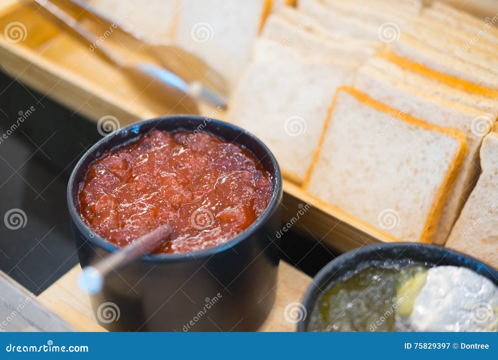 Strawberry jam and toast stock image. Image of taste - 75829397