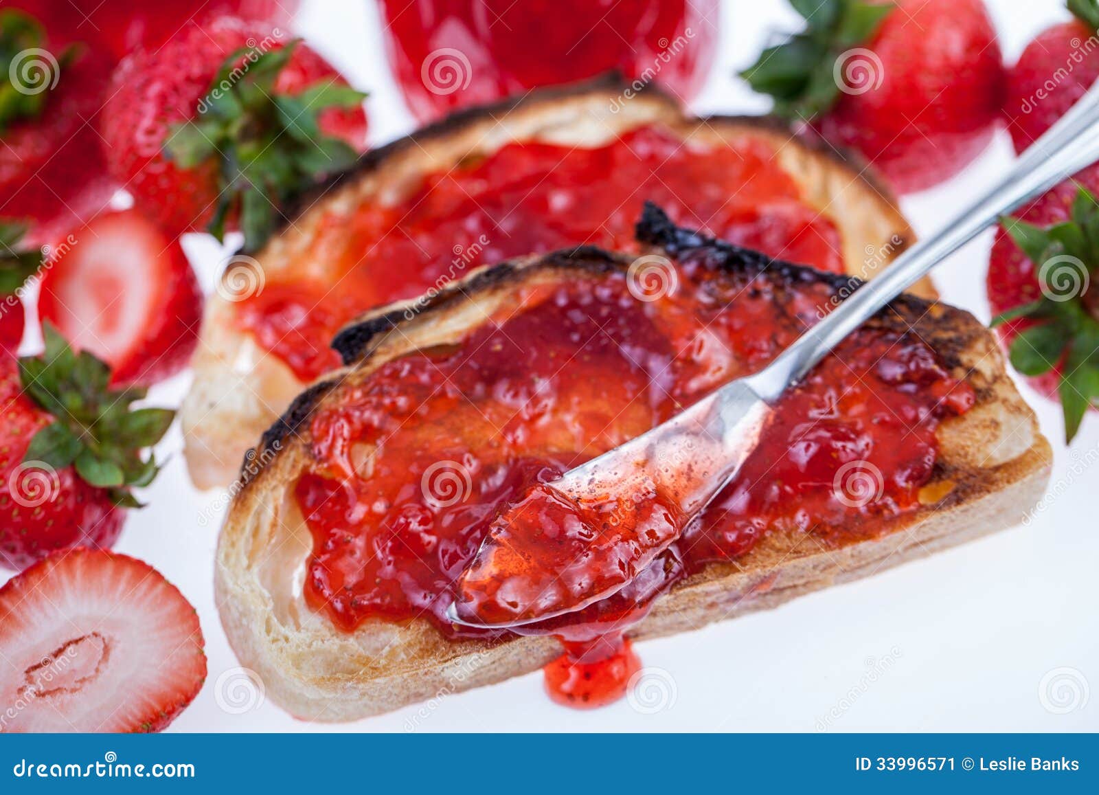 Strawberry Jam on Toast stock image. Image of bread, toasted - 33996571