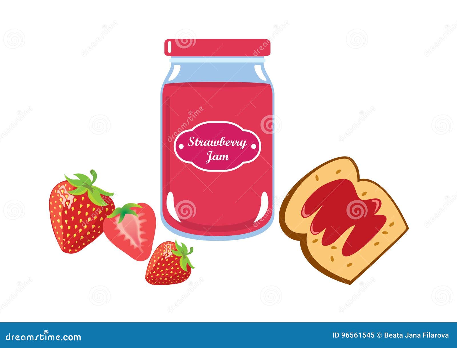 Strawberry jam vector stock vector. Illustration of goody - 96561545