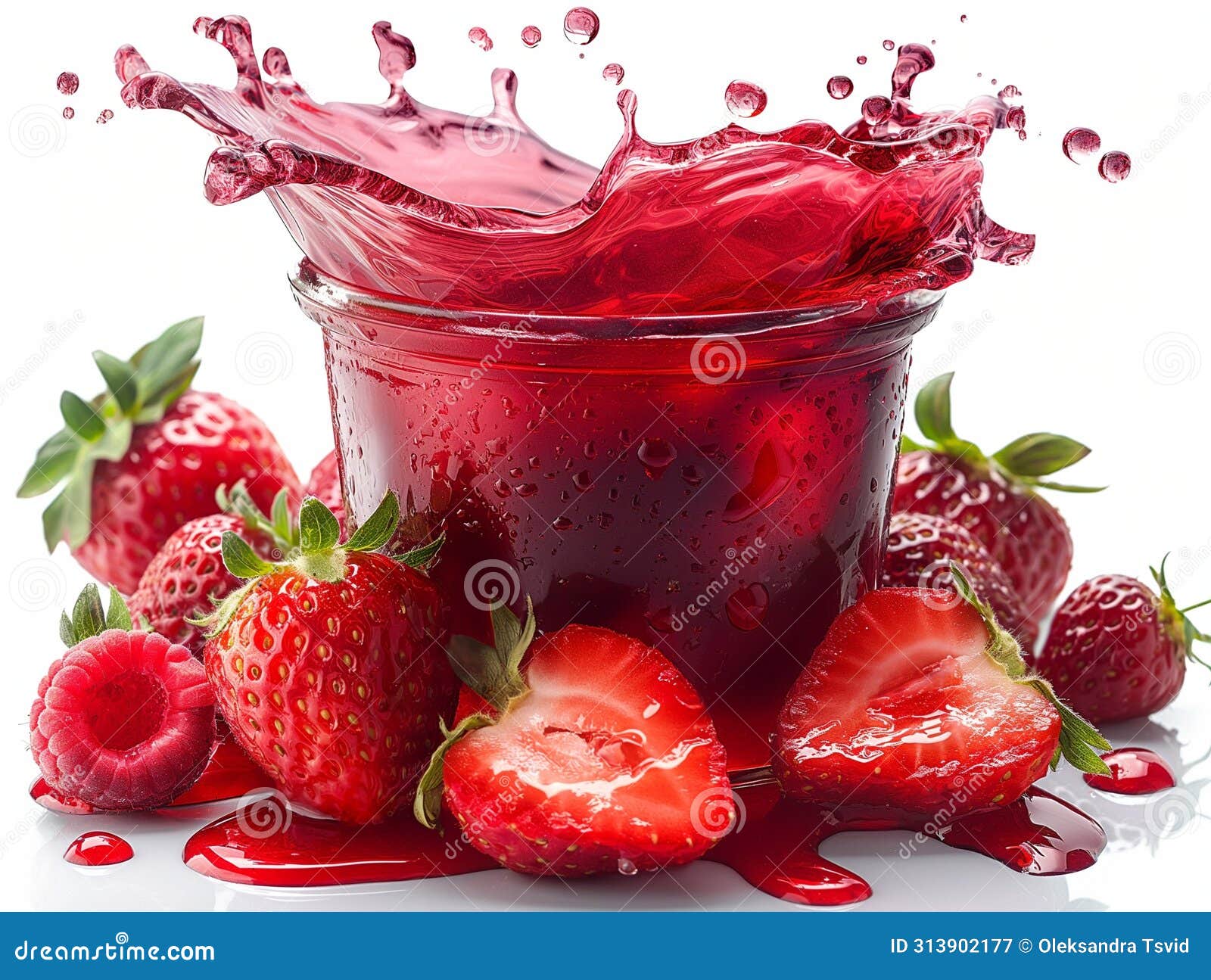 The Strawberry in Juice, Strawberry Juice Splashes from a Cut ...