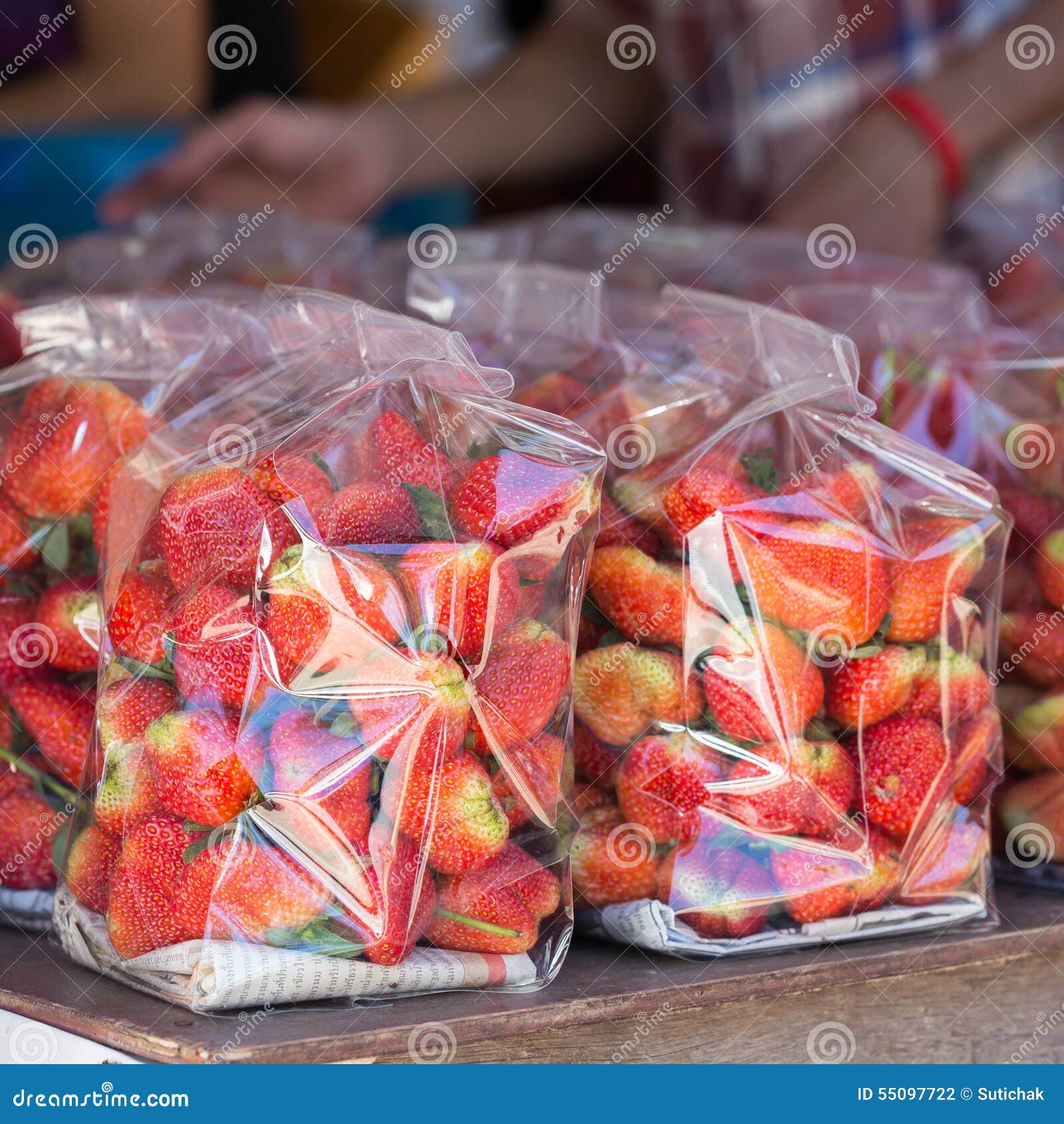 Strawberry Juicy Fruit In Plastic Bag Packaging Stock Photography ...