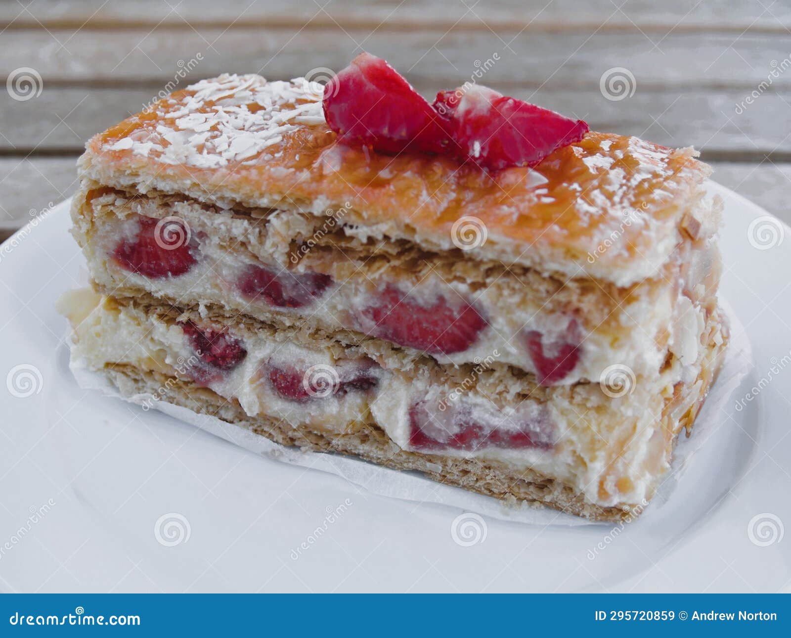 Strawberry Layer Mille-feuille Cake Stock Image - Image of breakfast ...