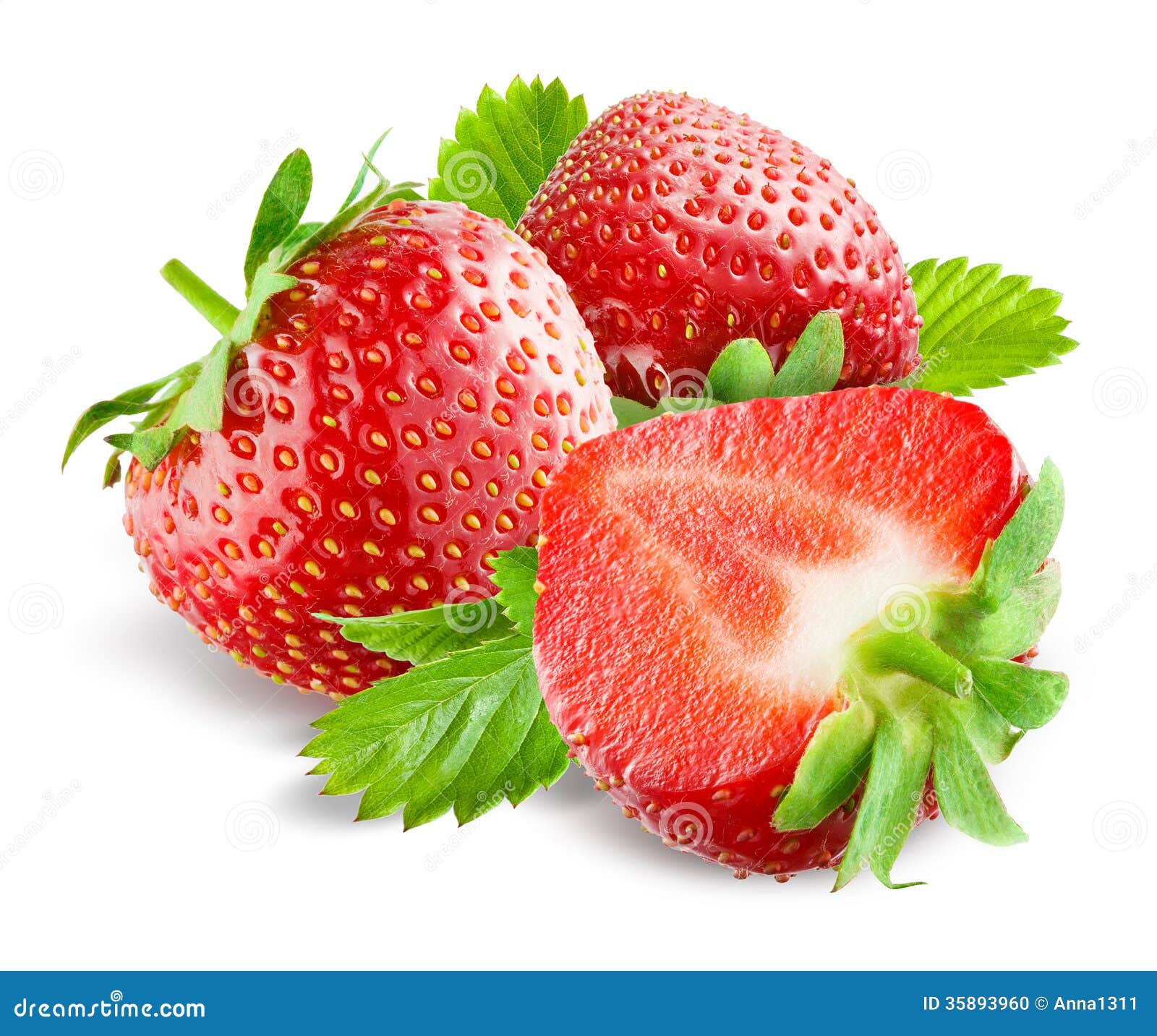 Strawberry with Leaves Isolated. Stock Photo - Image of strawberries ...