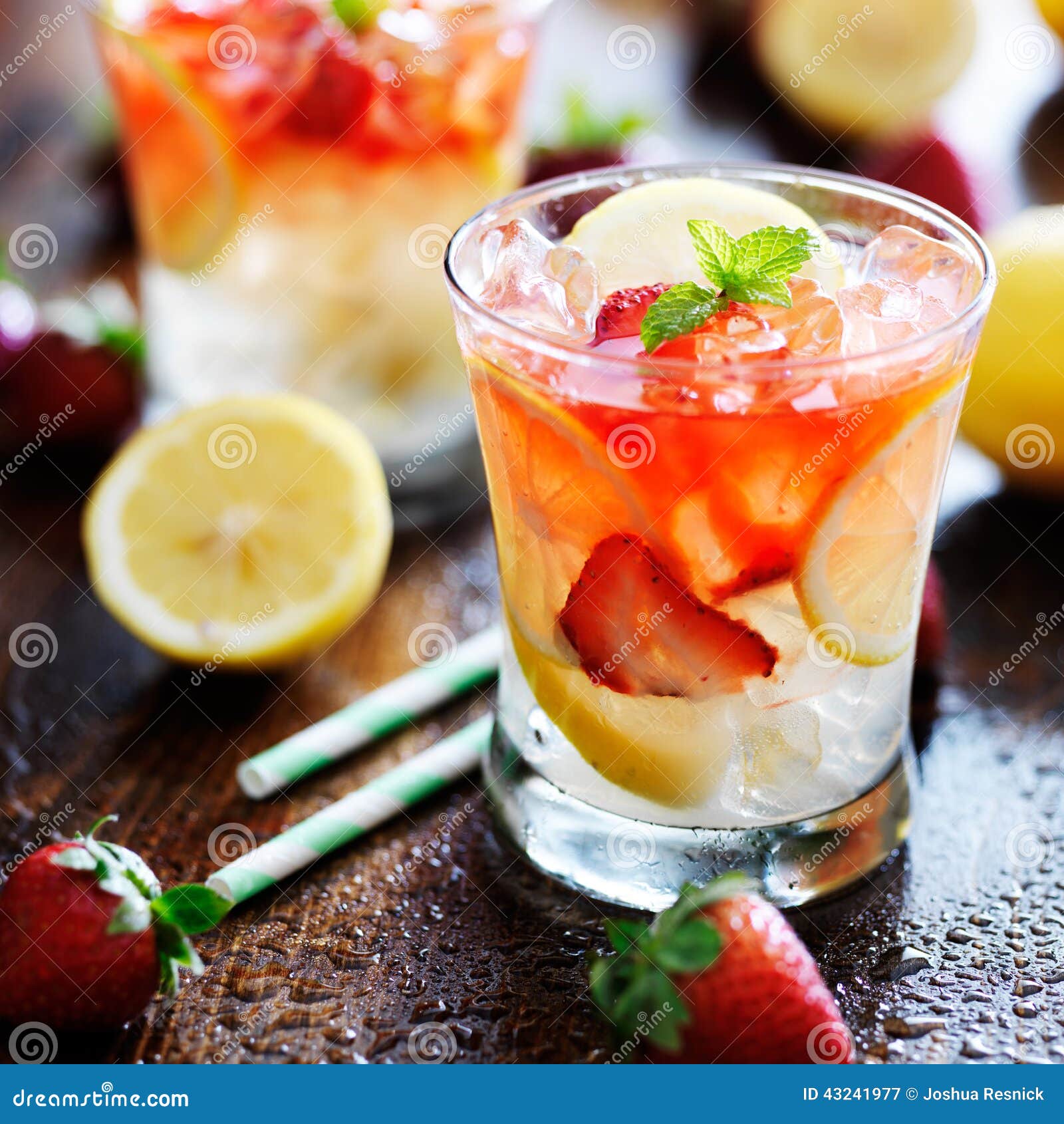 Strawberry Lemonade with Mint Garnish Stock Image - Image of ...