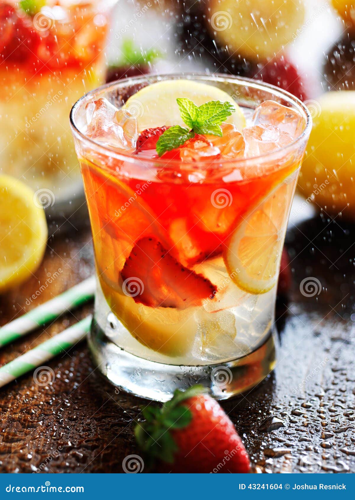 Strawberry Lemonade with Rain Mist Stock Photo - Image of drop, drink ...