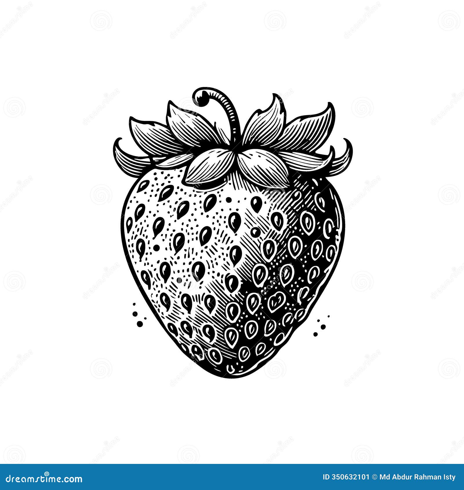 Strawberry Line Art Drawing With Black Dots Royalty-Free Illustration ...