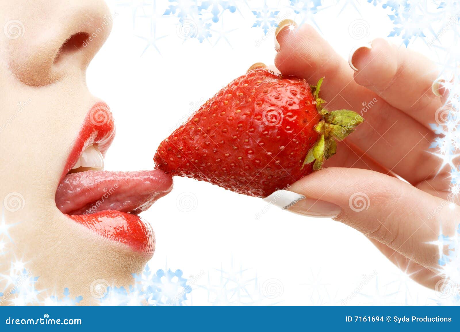 Strawberry, Lips and Tongue Stock Photo - Image of desire, inviting ...
