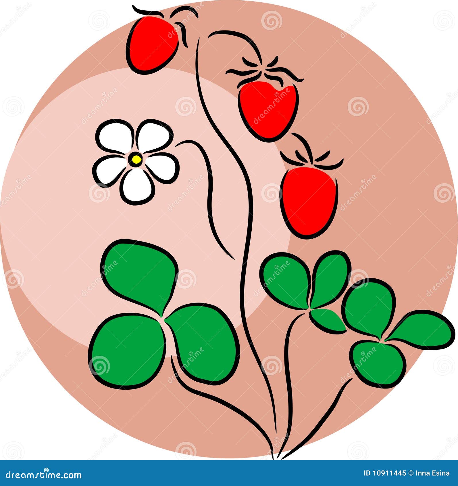 Strawberry Logo. Round Linear Logo Of Organic Vector Illustration ...
