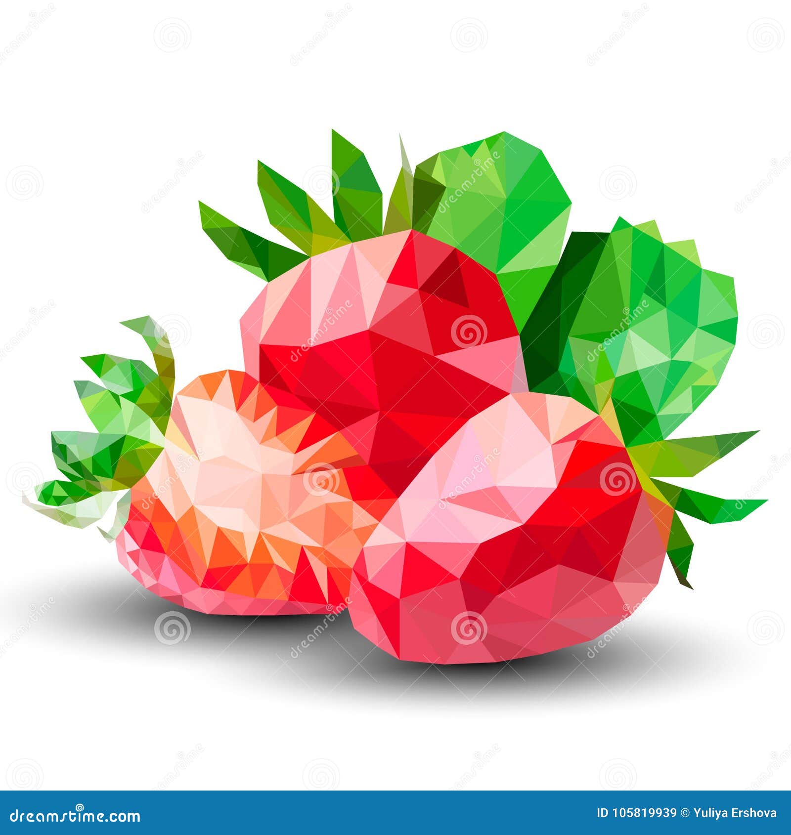 Strawberry low poly stock illustration. Illustration of leaf - 105819939