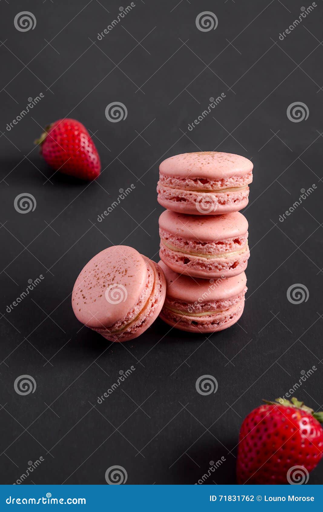 Strawberry macaron stack stock photo. Image of delicious - 71831762