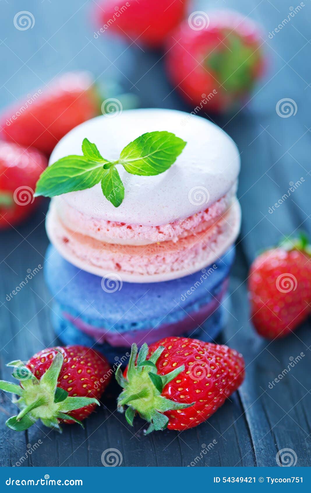 Strawberry macaroons stock image. Image of flavor, chocolate - 54349421