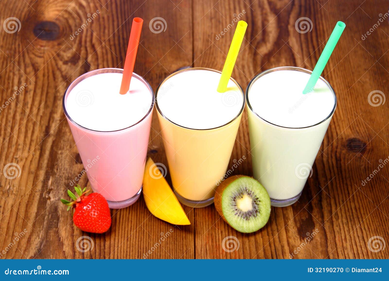 Strawberry, Mango and Kiwi Soft Drink, Smoothie Stock Photo - Image of ...