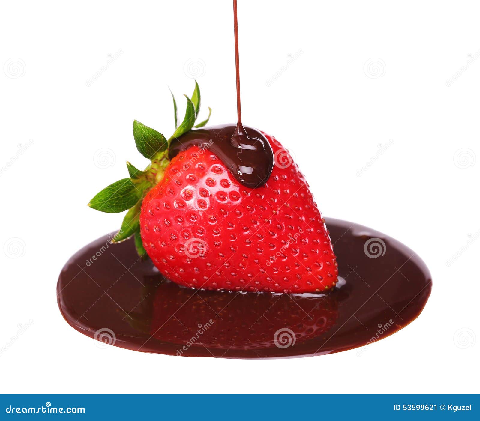 Strawberry in Melted Chocolate Isolated Stock Image - Image of melted ...