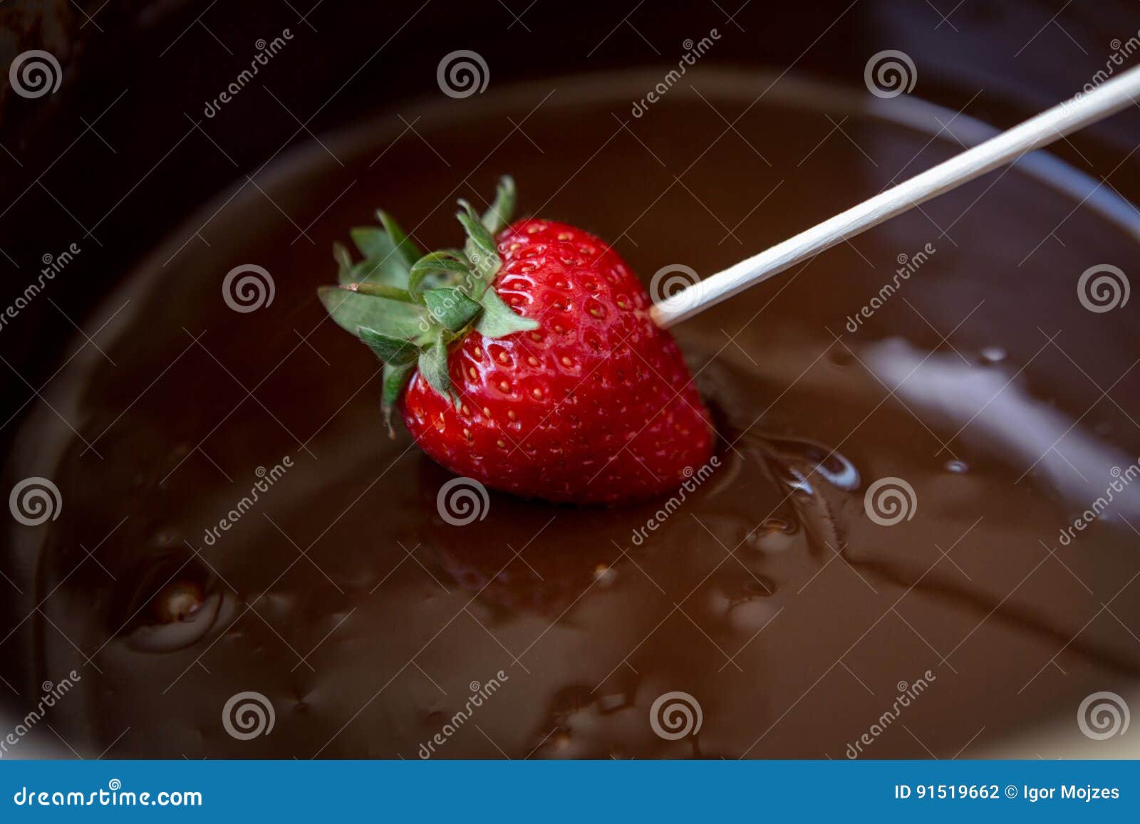 Strawberry on Melted Chocolate Stock Photo - Image of dark, dipped ...