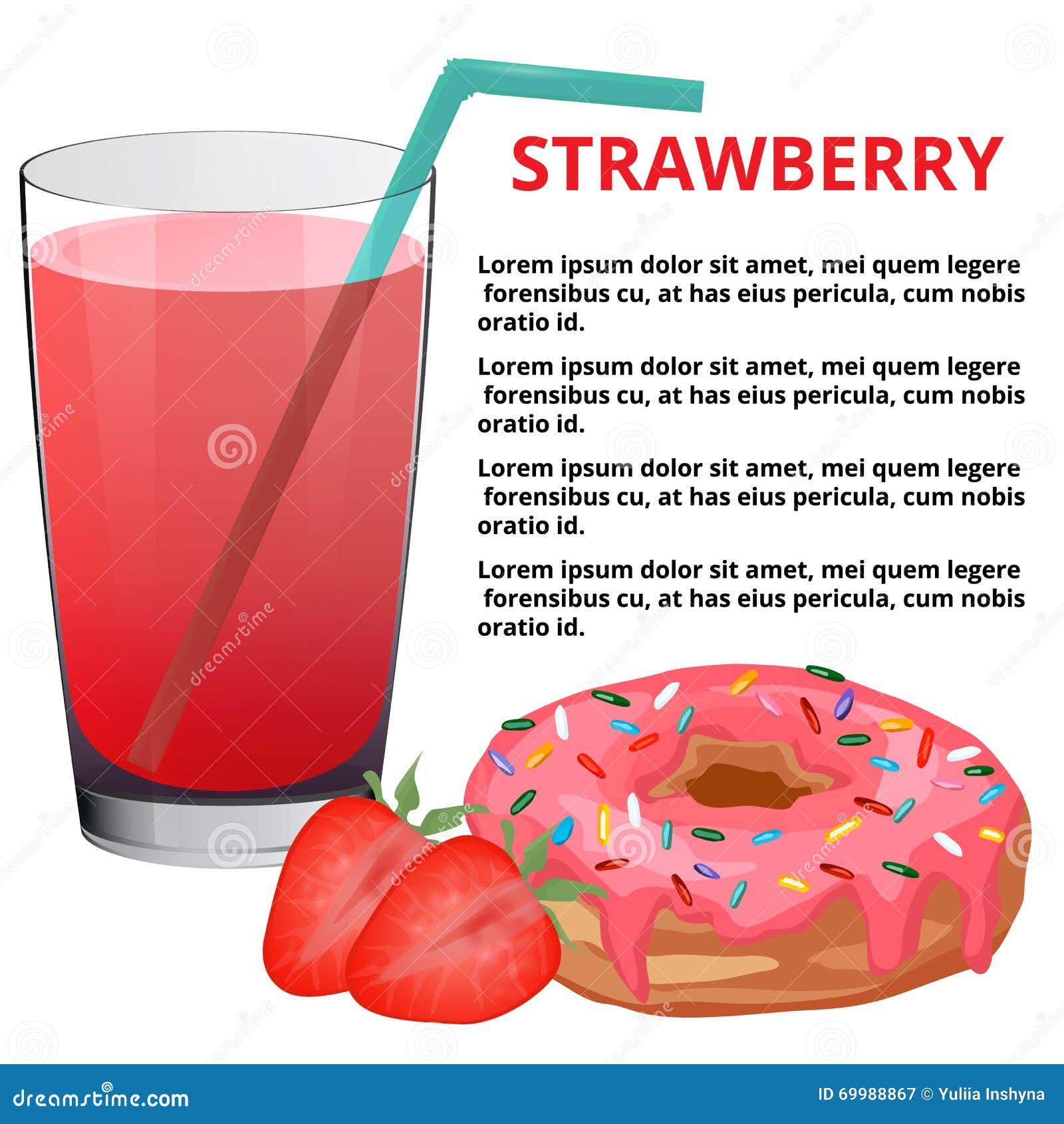 Strawberry Menu, Cocktail, Donut, Stock Vector - Illustration of ...