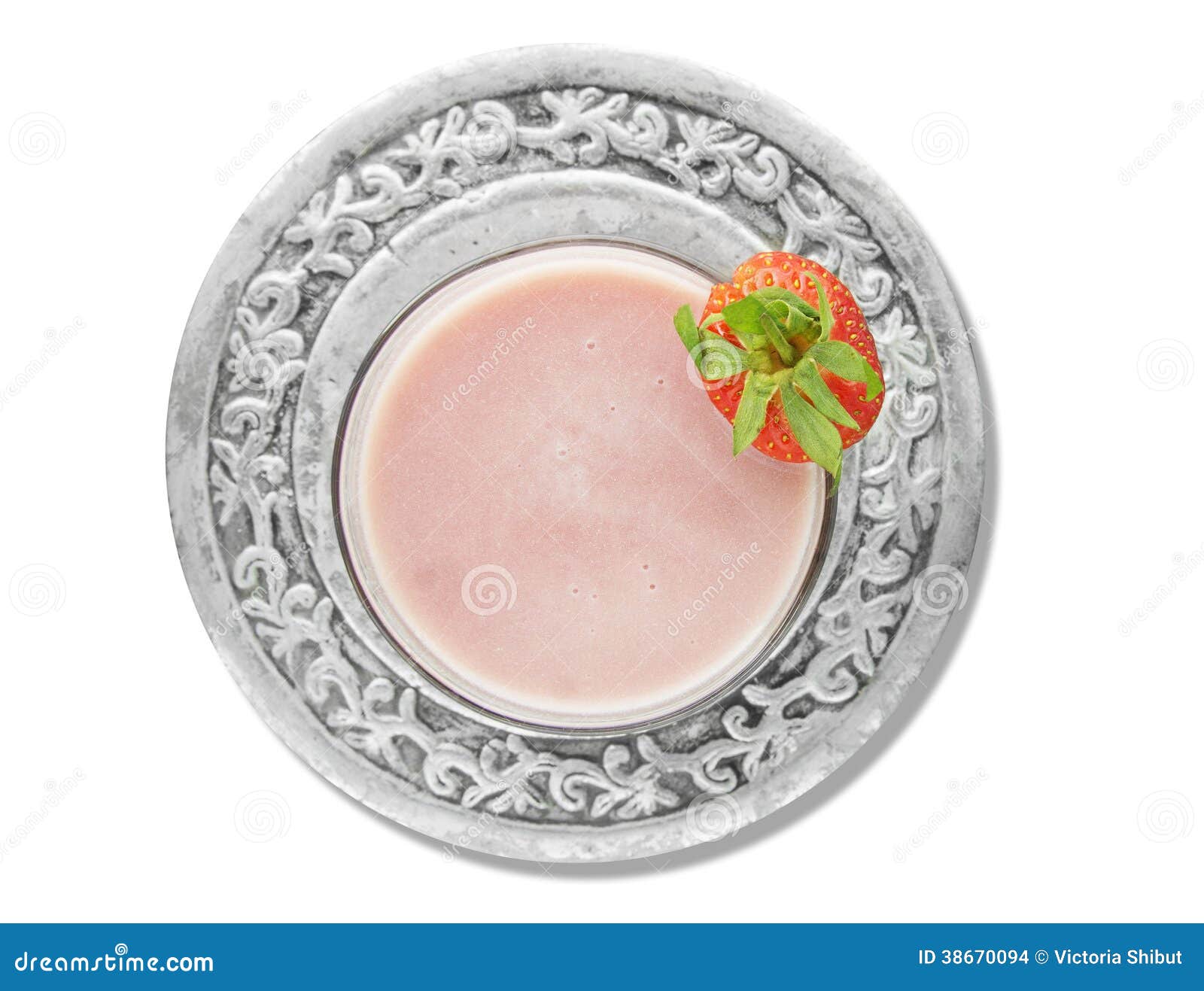 Strawberry Milk Shake in Silver Plate Stock Photo - Image of diet ...