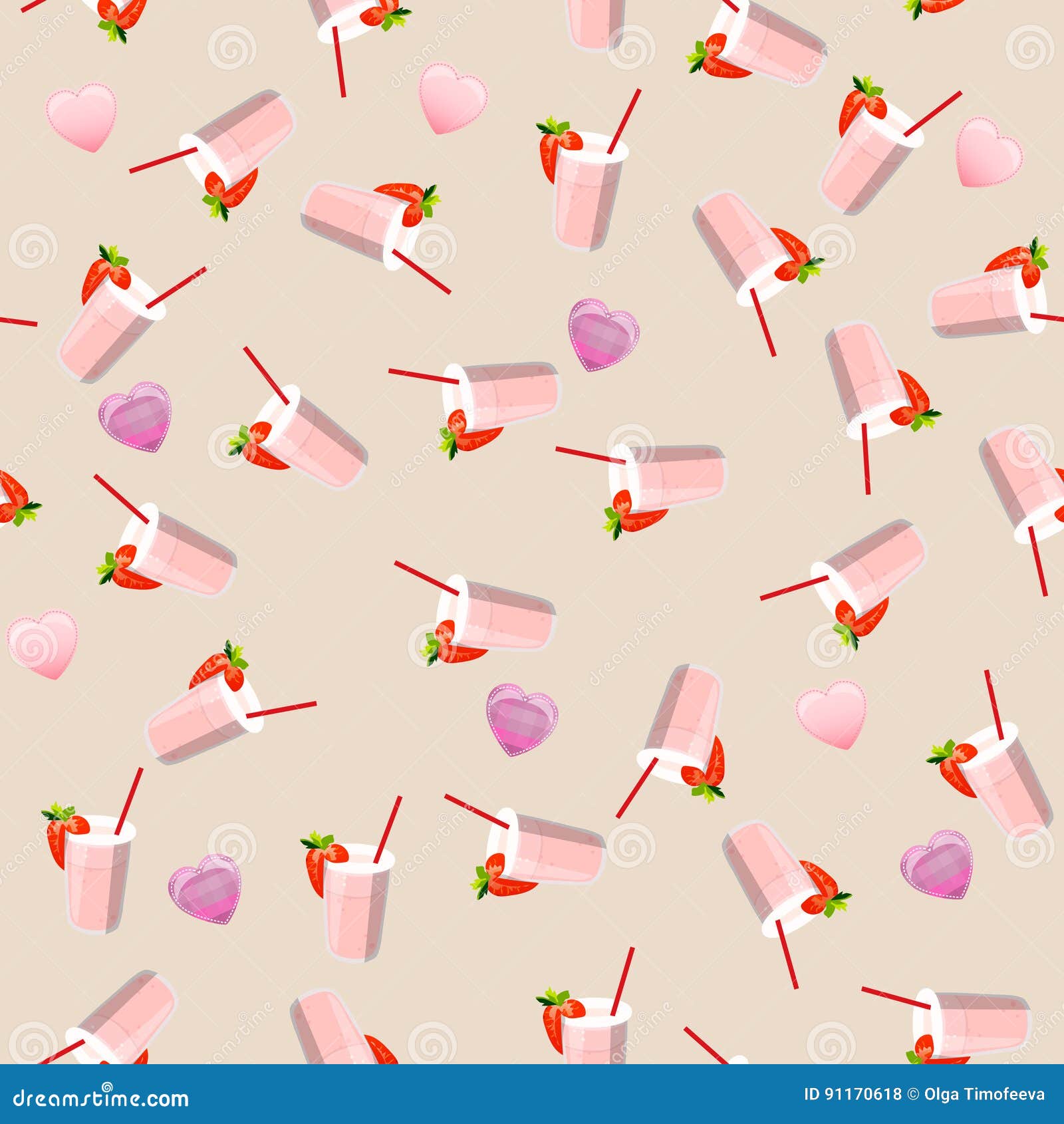 Strawberry milk shake stock vector. Illustration of pattern - 91170618