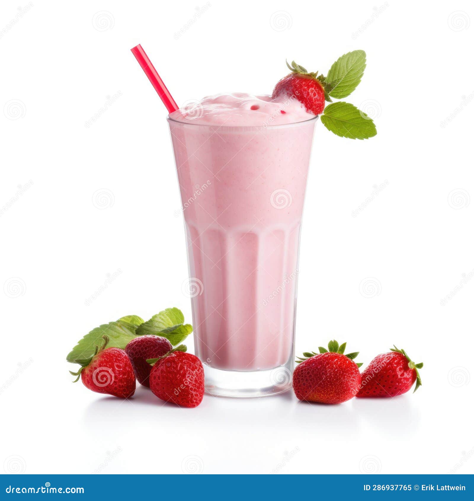 Strawberry Milkshake on Plain White Background - Product Photography ...