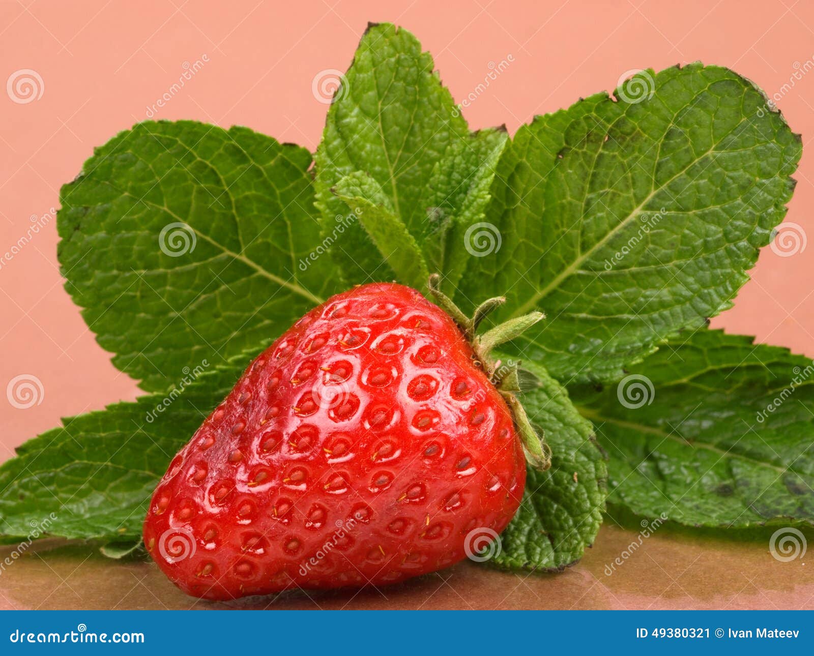 Strawberry and mint stock image. Image of studio, macro - 49380321
