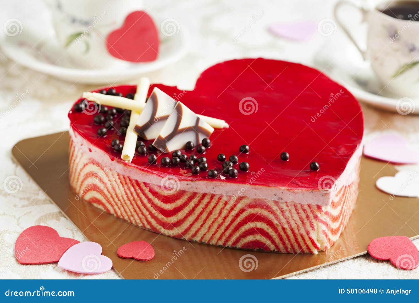 Strawberry Mousse Cake in the Shape of a Heart Stock Photo - Image of ...