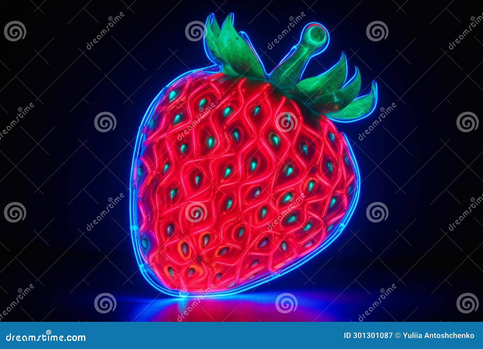 Strawberry with Neon Effect. Stock Illustration - Illustration of style ...