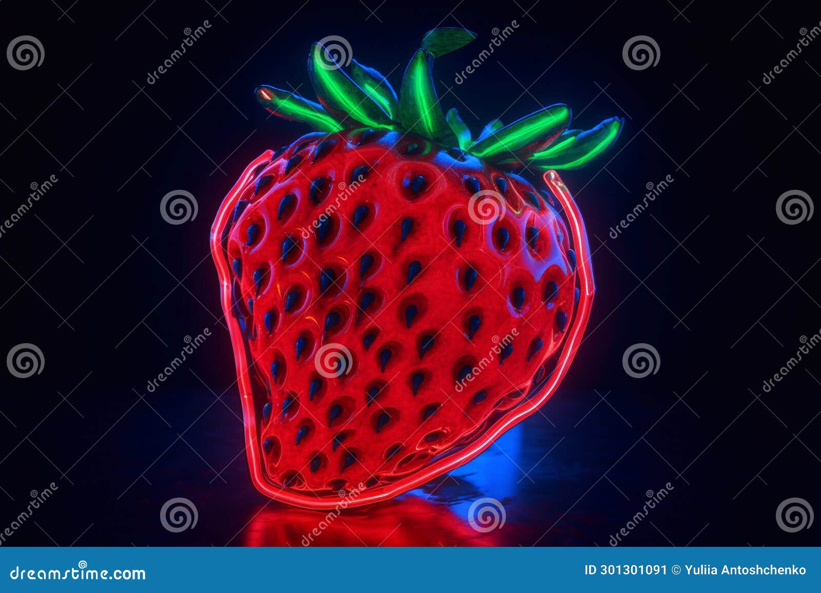 Strawberry with Neon Effect. Stock Illustration - Illustration of style ...