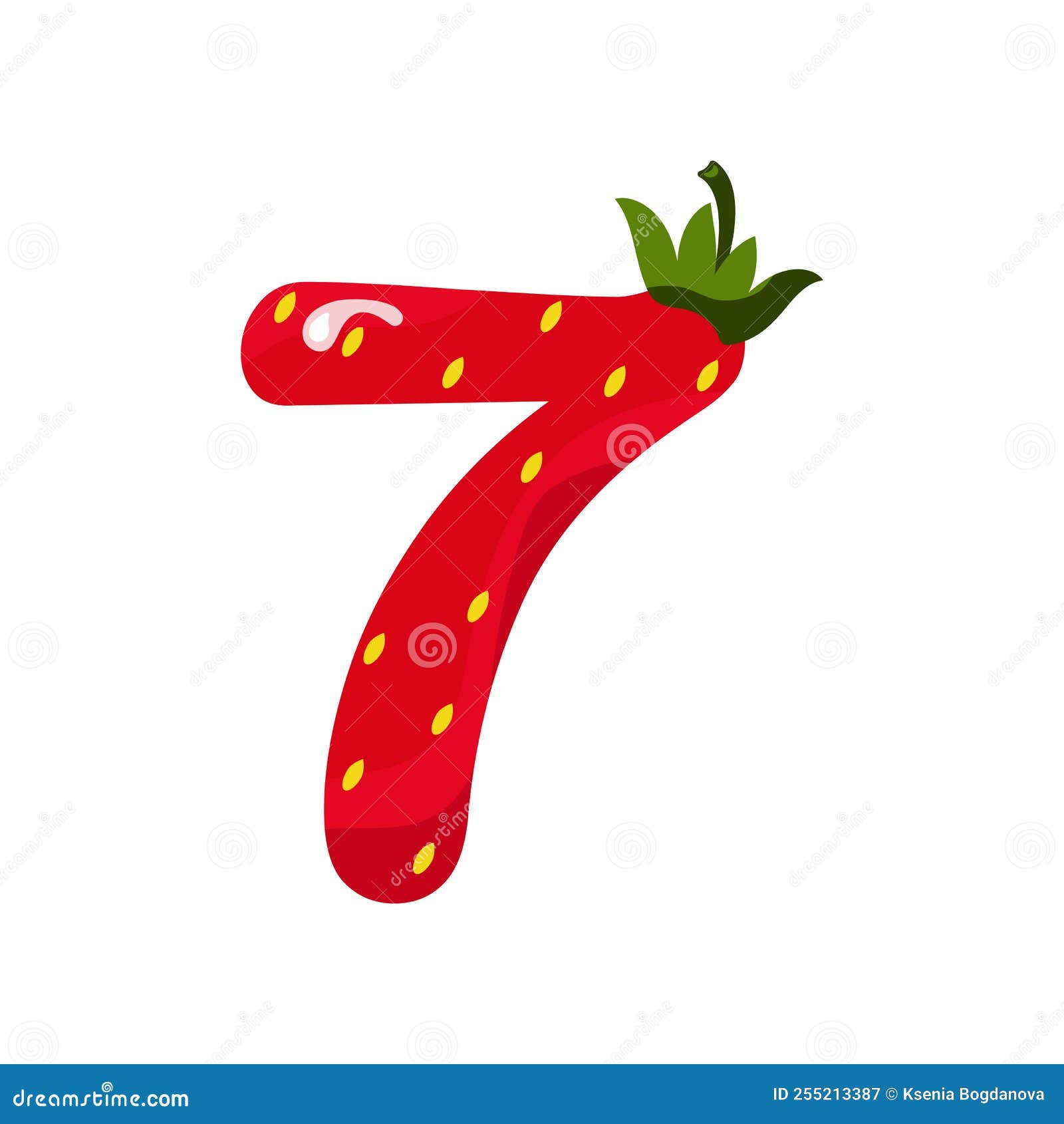 Strawberry number seven stock vector. Illustration of decor - 255213387