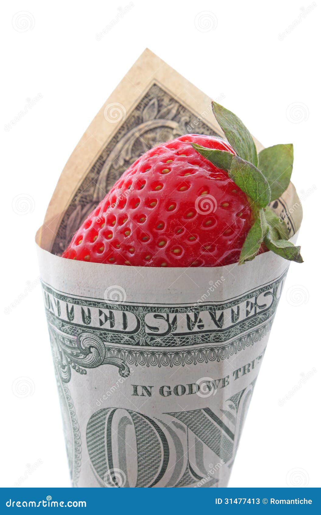 Strawberry in one dollar stock image. Image of profit - 31477413